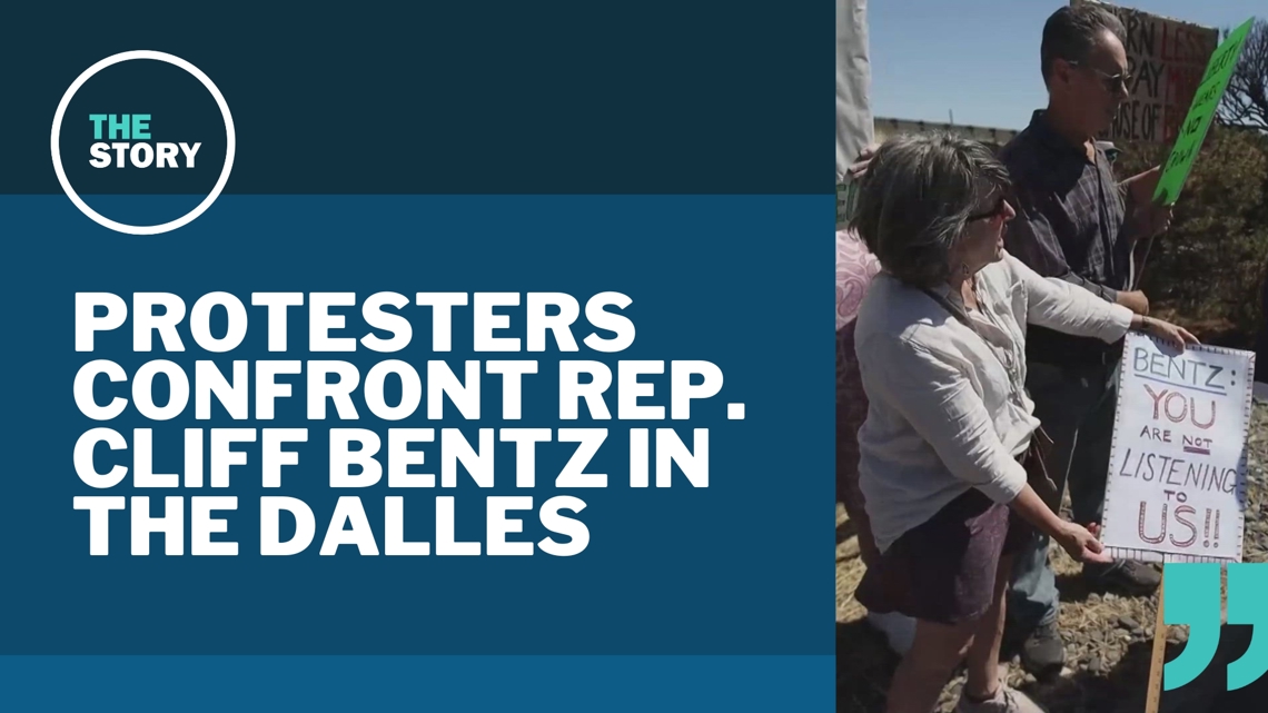 Congressman Cliff Bentz confronted by angry protesters during visit to ...