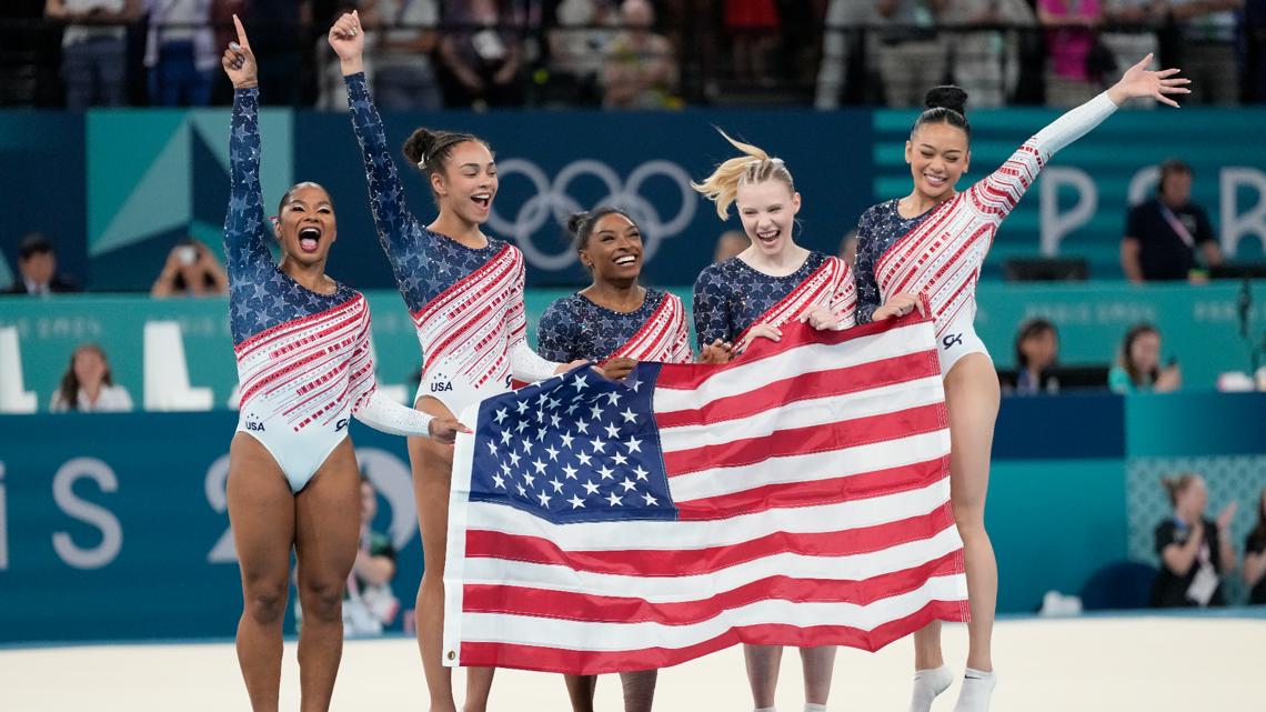 Simone Biles, Jordan Chiles and US women's gymnastics win gold at Paris ...
