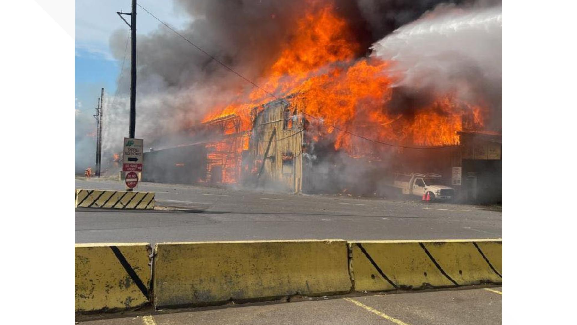 Patriot Rail warehouse in Longview burns down in industrial fire | kgw.com