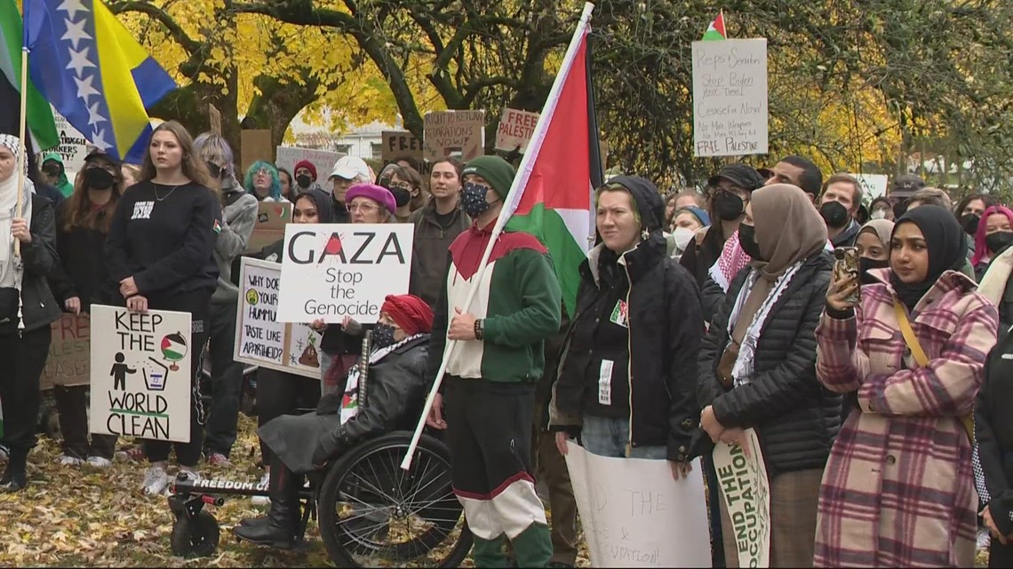 Labor unions rally for Palestine in Southeast Portland | kgw.com