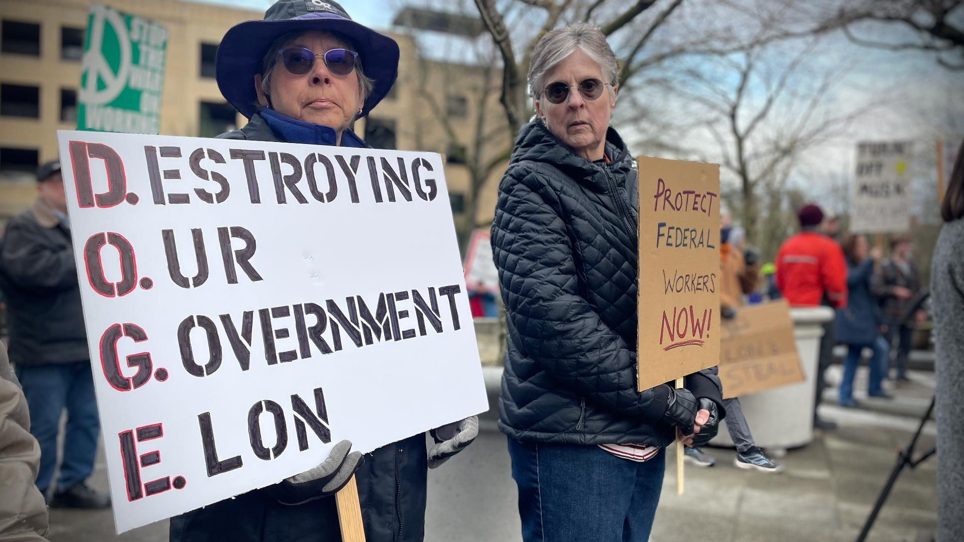 Protesters rally in Northeast Portland against mass federal layoffs ...