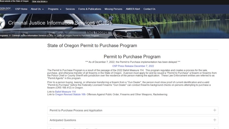 OSP launches Measure 114 'permit to purchase' website | kgw.com