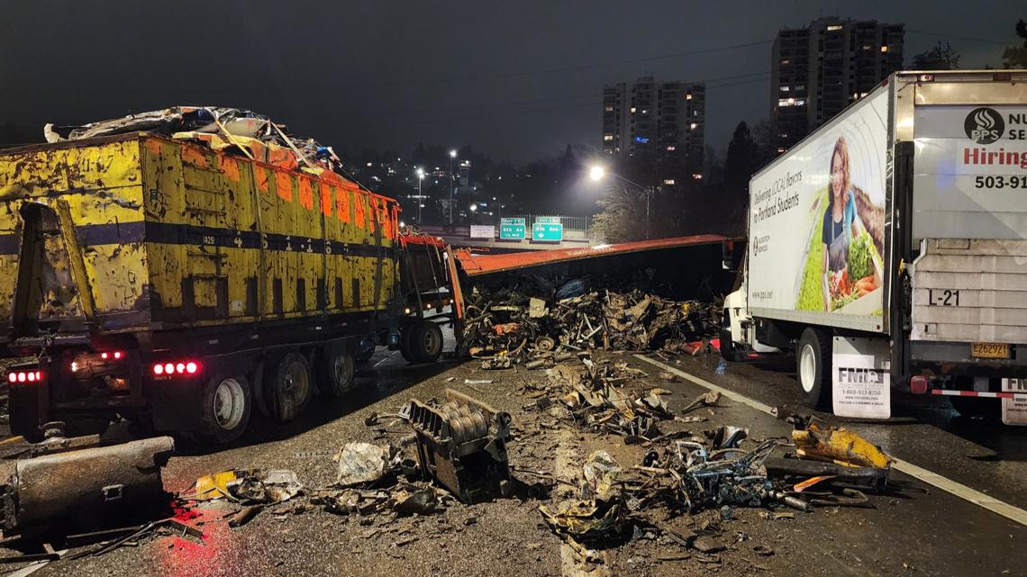 I-405 reopens after overturned metal recycling truck snarled Portland ...
