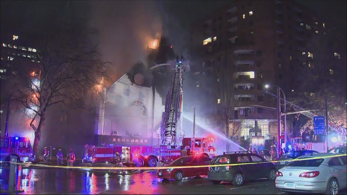 Fire burns at vacant church in downtown Portland | kgw.com