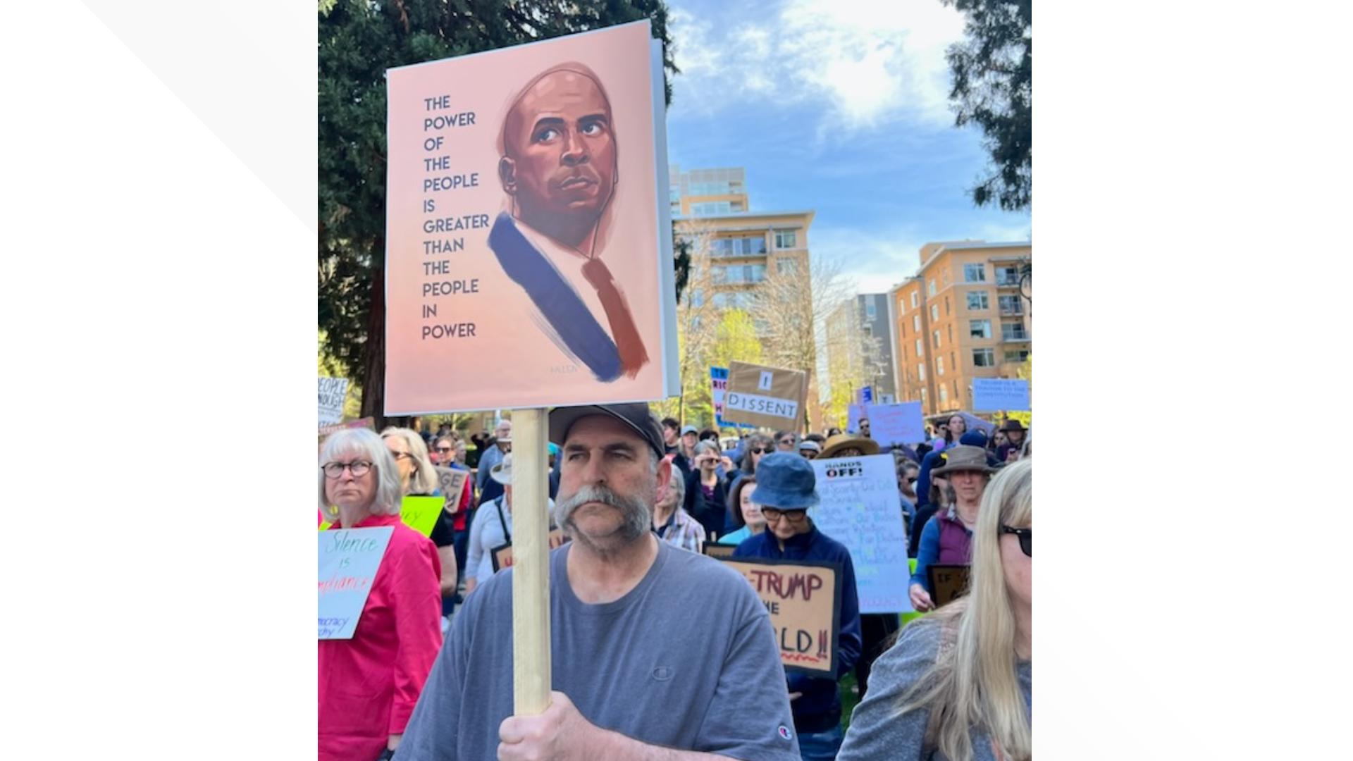 Thousands gather in Portland for anti-Trump 'Hands Off' protest | kgw.com