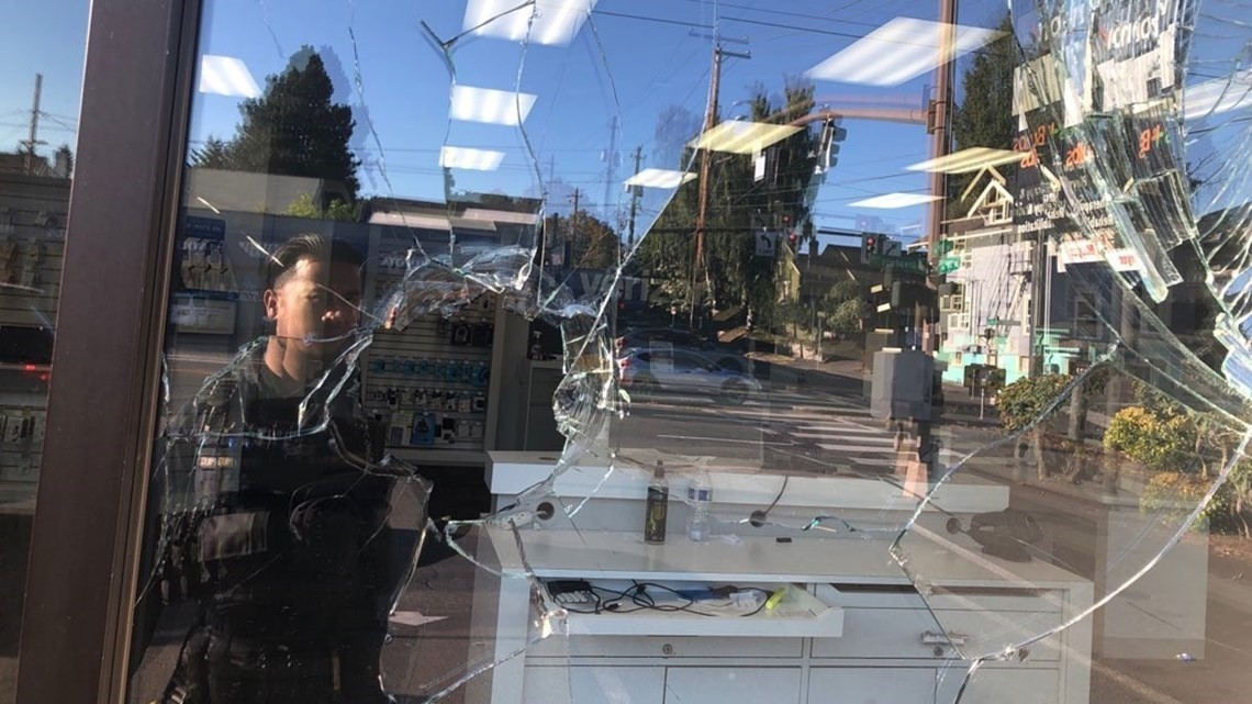 Windows smashed at 7 Portland businesses; man arrested | kgw.com
