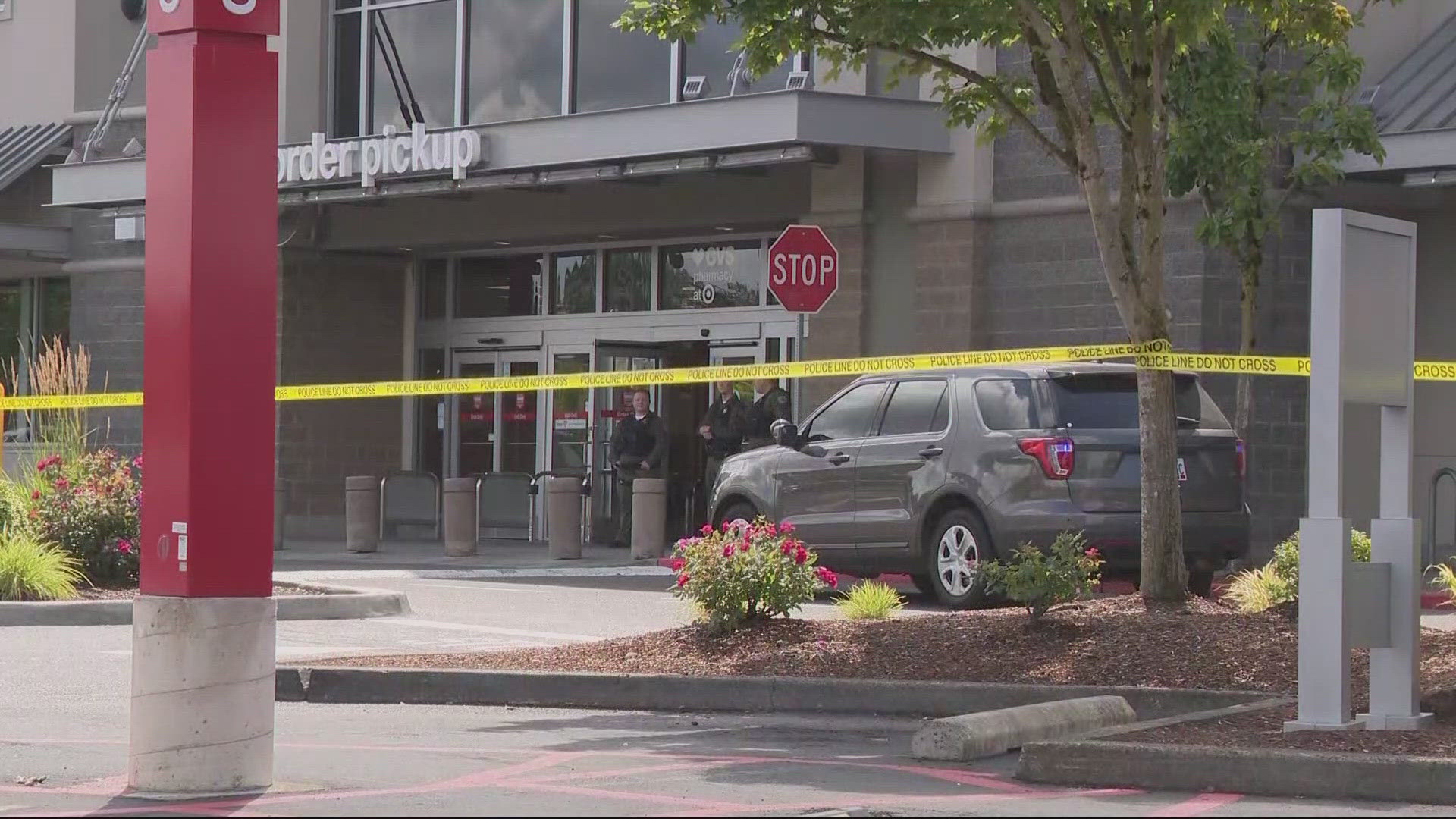 Police officers block entrance to Target store at Mall 205 | kgw.com