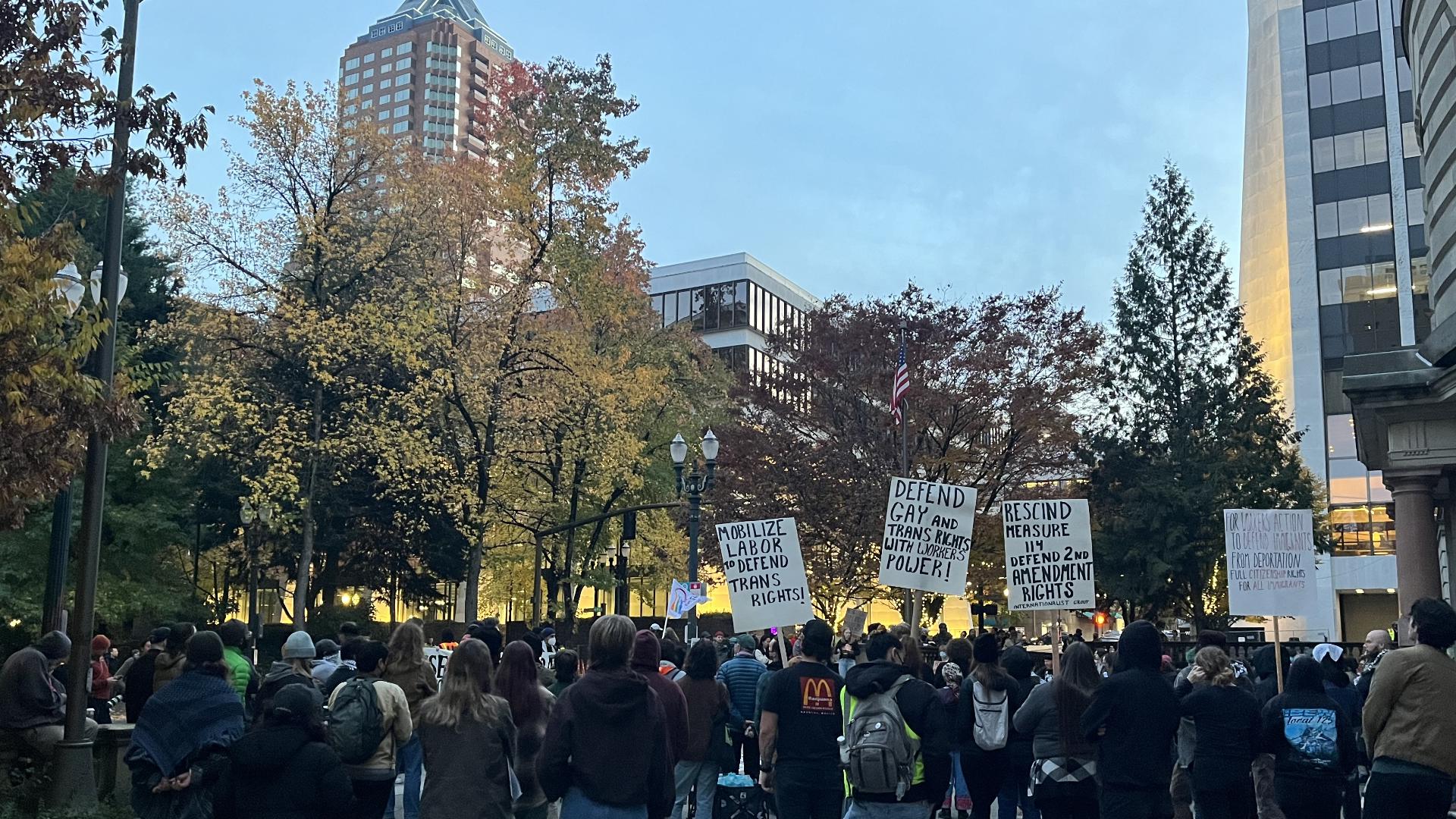 Rally held outside Portland City Hall to protest Trump reelection | kgw.com