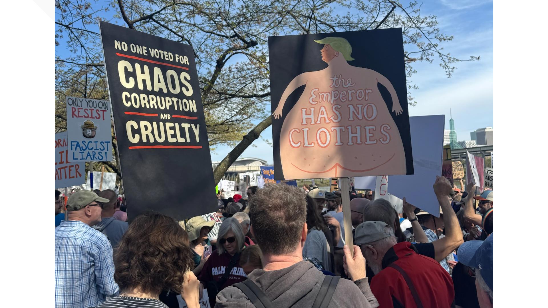 Thousands gather in Portland for anti-Trump 'Hands Off' protest | kgw.com