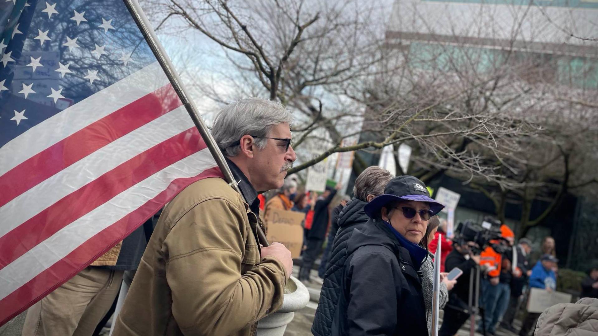 Protesters rally in Northeast Portland against mass federal layoffs ...