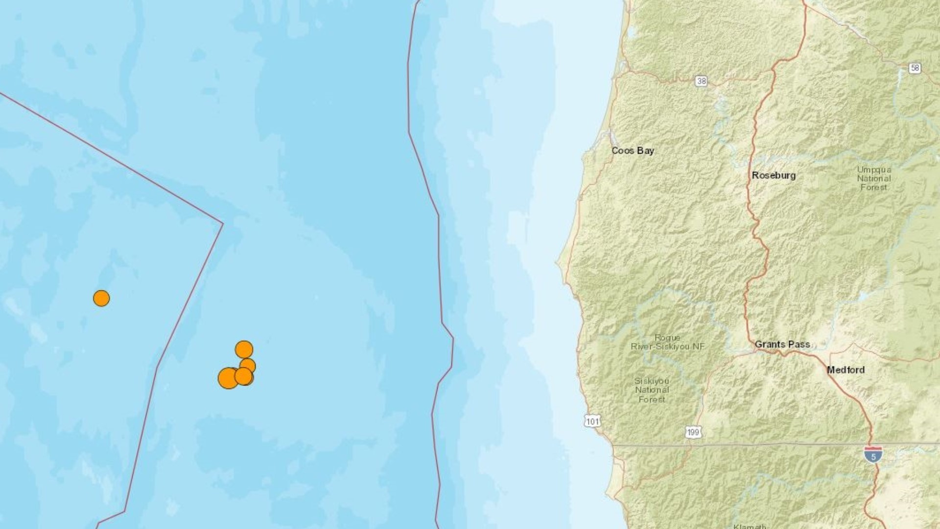 7 earthquakes, including a 5.7, strike off southern Oregon coast | kgw.com