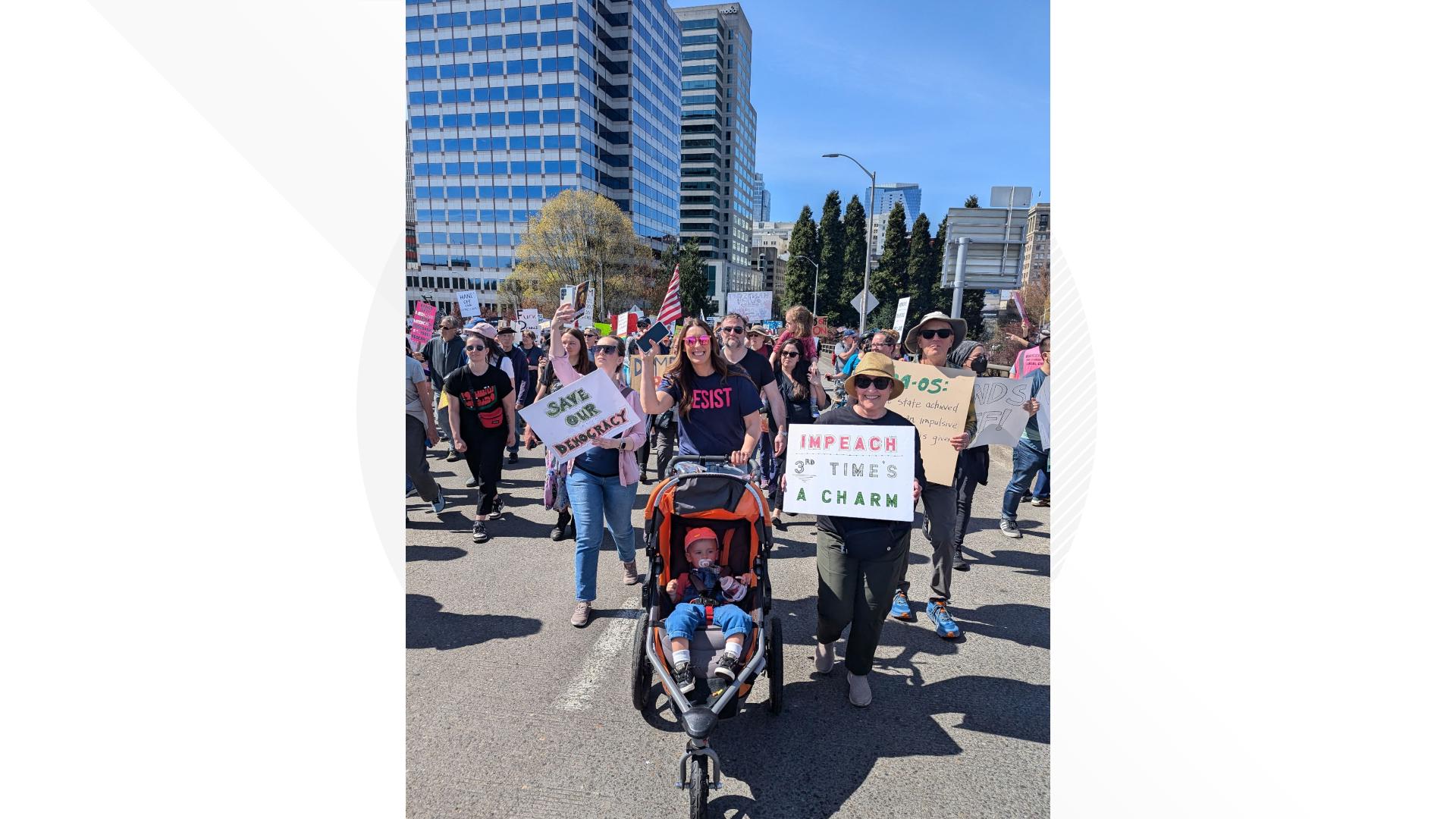 Thousands gather in Portland for anti-Trump 'Hands Off' protest | kgw.com