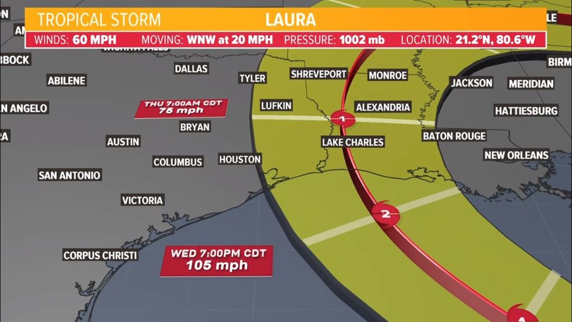 Texas weather: Tropical Storms Marco, Storm Laura paths, models | kgw.com