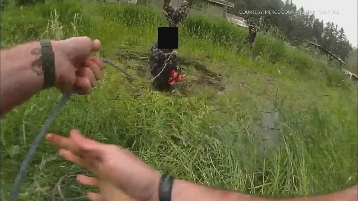 Deputy uses lasso to pull man Pierce County pond | kgw.com