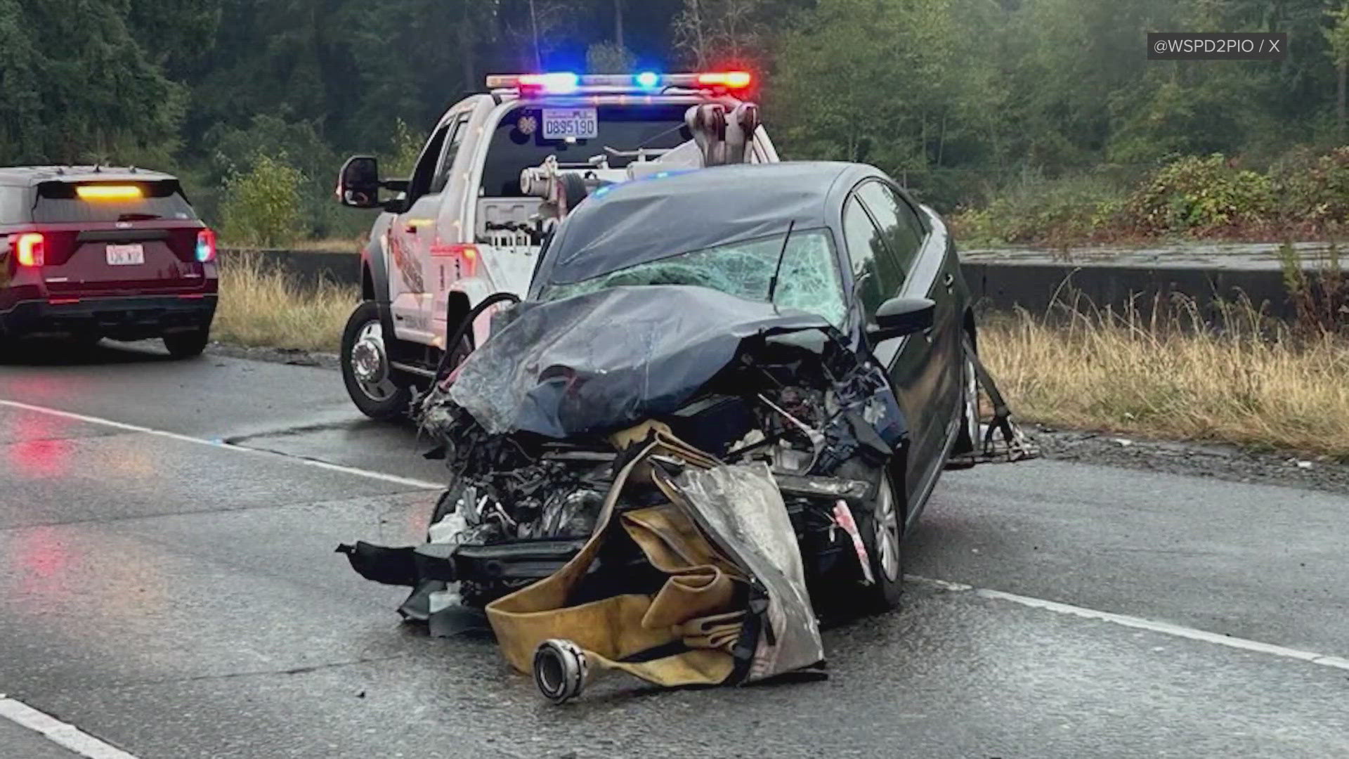 Drowsy driver crashes into fire truck in Washington | kgw.com