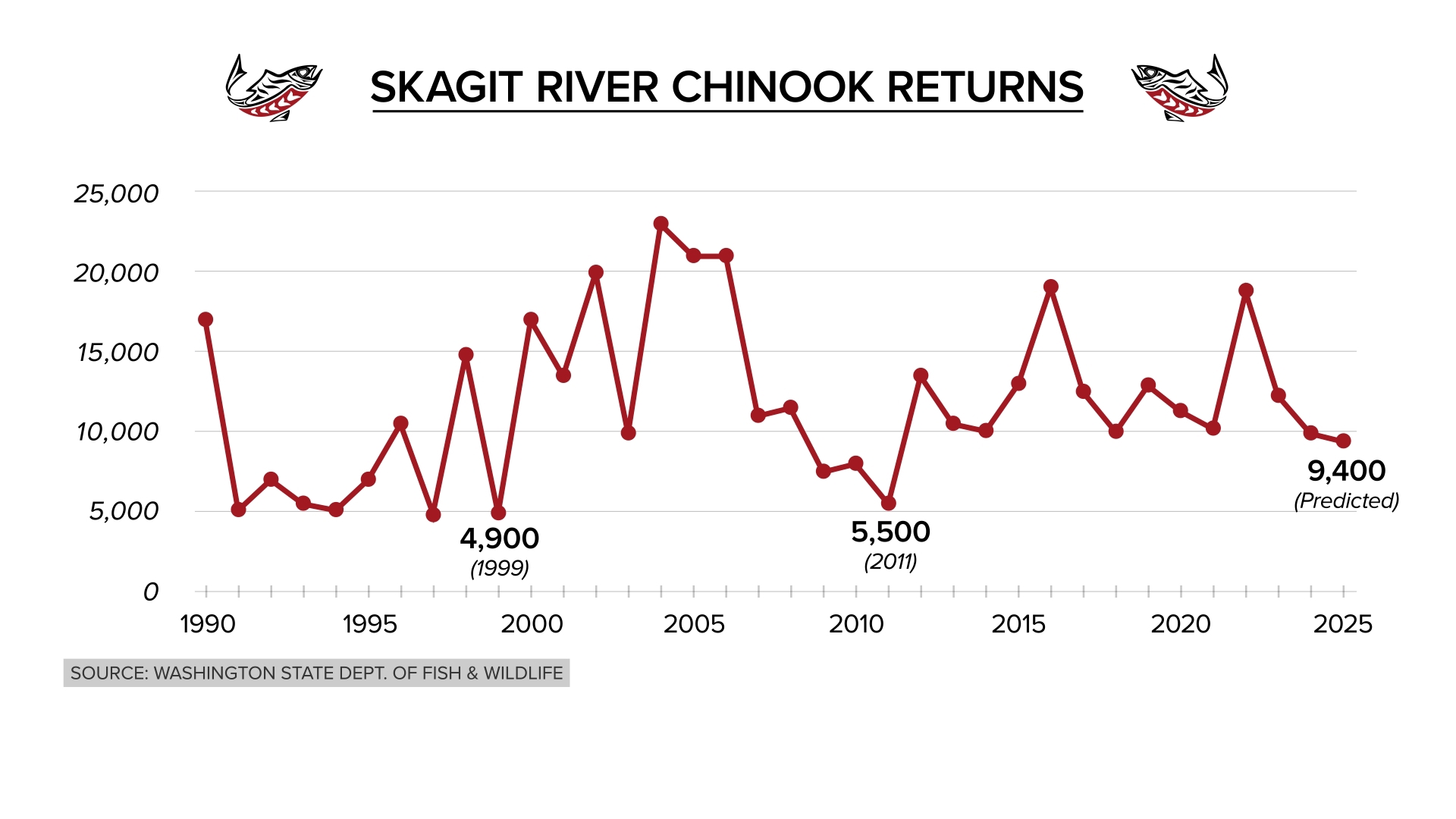 Skagit River Chinook salmon population expected to hit 15-year low ...
