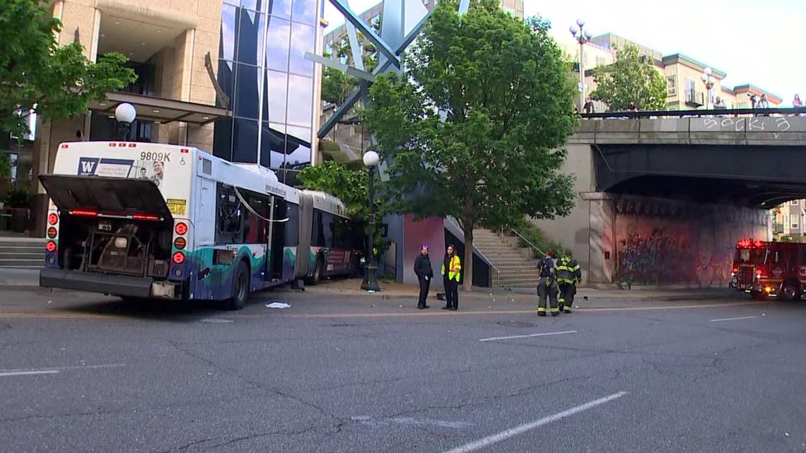 Sound Transit bus crashes into wall in downtown Seattle | kgw.com