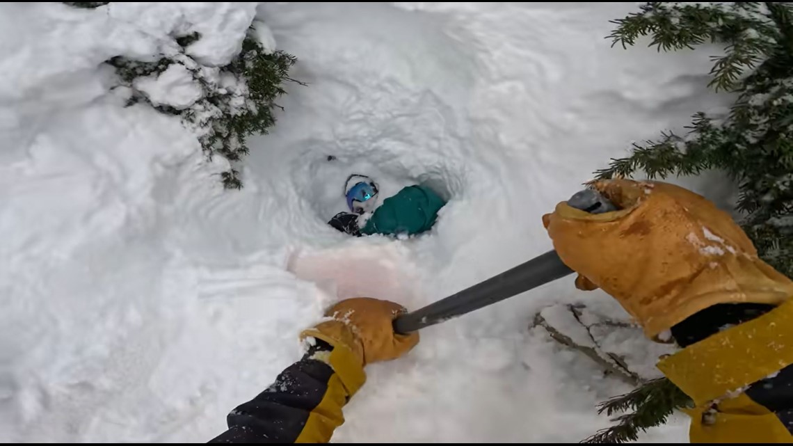 Watch: Skier rescues snowboarder buried in snow on Mt. Baker | kgw.com