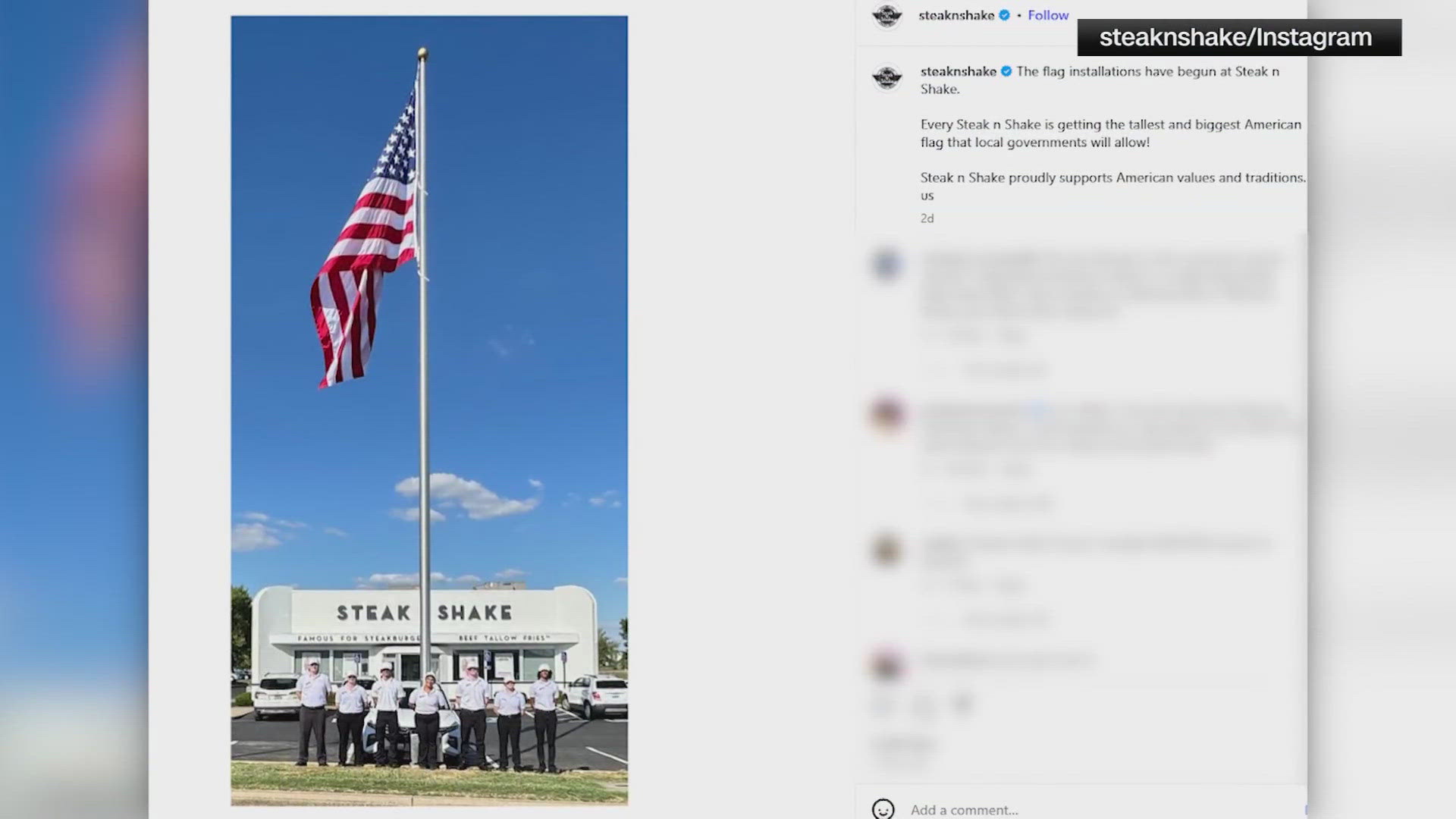 Steak 'n Shake plans to install giant American flags at all restaurants ...